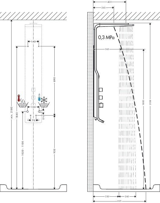 Hansgrohe Raindance Lift 27008000 Душевая панель (матовый хром/хром ...