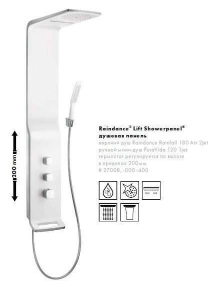 Hansgrohe Raindance Lift 27008000 Душевая панель (матовый хром/хром ...