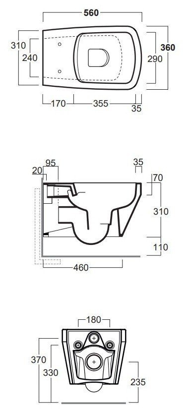 Подвесной унитаз BB18bi matt Simas Baden Baden белый матовый, купить в ...