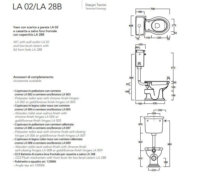 SIMAS Lante LA02bi+LA28Bbi+D23cr Унитаз с подвесным бачком, в магазине сантехники SANTEHMAG.RU