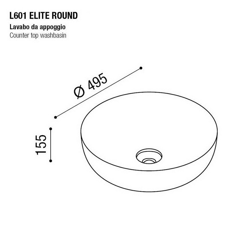 AeT Elite Round L601T0R0V0481 Раковина накладная Ø 495 мм (белый мрамор ...
