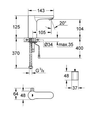 GROHE Eurosmart Cosmopolitan E 36327 000 Электронный смеситель для ...
