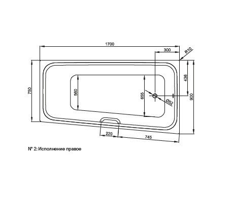 BETTE Space M 1141-000 Ванна с шумоизоляцией 170*90*42 см правая (белый ...