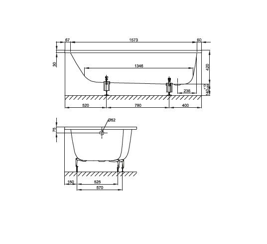BETTE Space M 1141-000 Ванна с шумоизоляцией 170*90*42 см правая (белый ...
