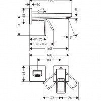 Настенный смеситель для раковины 74525000 Hansgrohe Metropol (хром), в ...