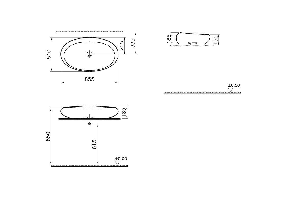 VITRA Istanbul 4446B403-0016 Раковина накладная 85*51 см (белый ...