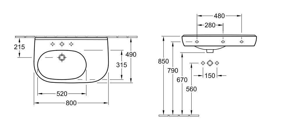 Villeroy&Boch O'Novo 51608GR1 Раковина (альпийский белый), в магазине ...