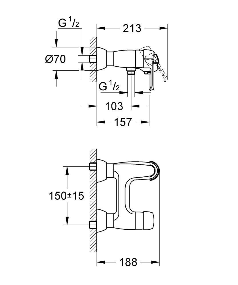 Grohe EUROWING 33506IG0 Смеситель для ванны (цвет хром/золото), в ...