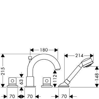 Hansgrohe Axor Uno 38454000 Смеситель ванны для монтажа на плиточный ...