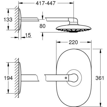 Душ верхний 26254000 GROHE Rainshower 360, купить в магазине сантехники ...