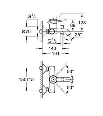 GROHE BauClassic 32865000 Смеситель для ванны, купить в магазине ...