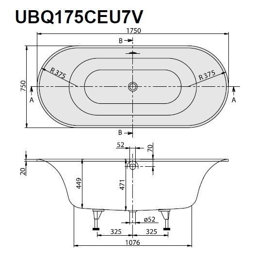 Villeroy & Boch Cetus UBQ175CEU7V-01 Ванна акриловая 1750*750 мм ...