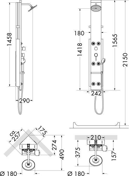 Душевая панель 26870000 Hansgrohe Pharo Showerpanel Lift 2 M 20, в ...