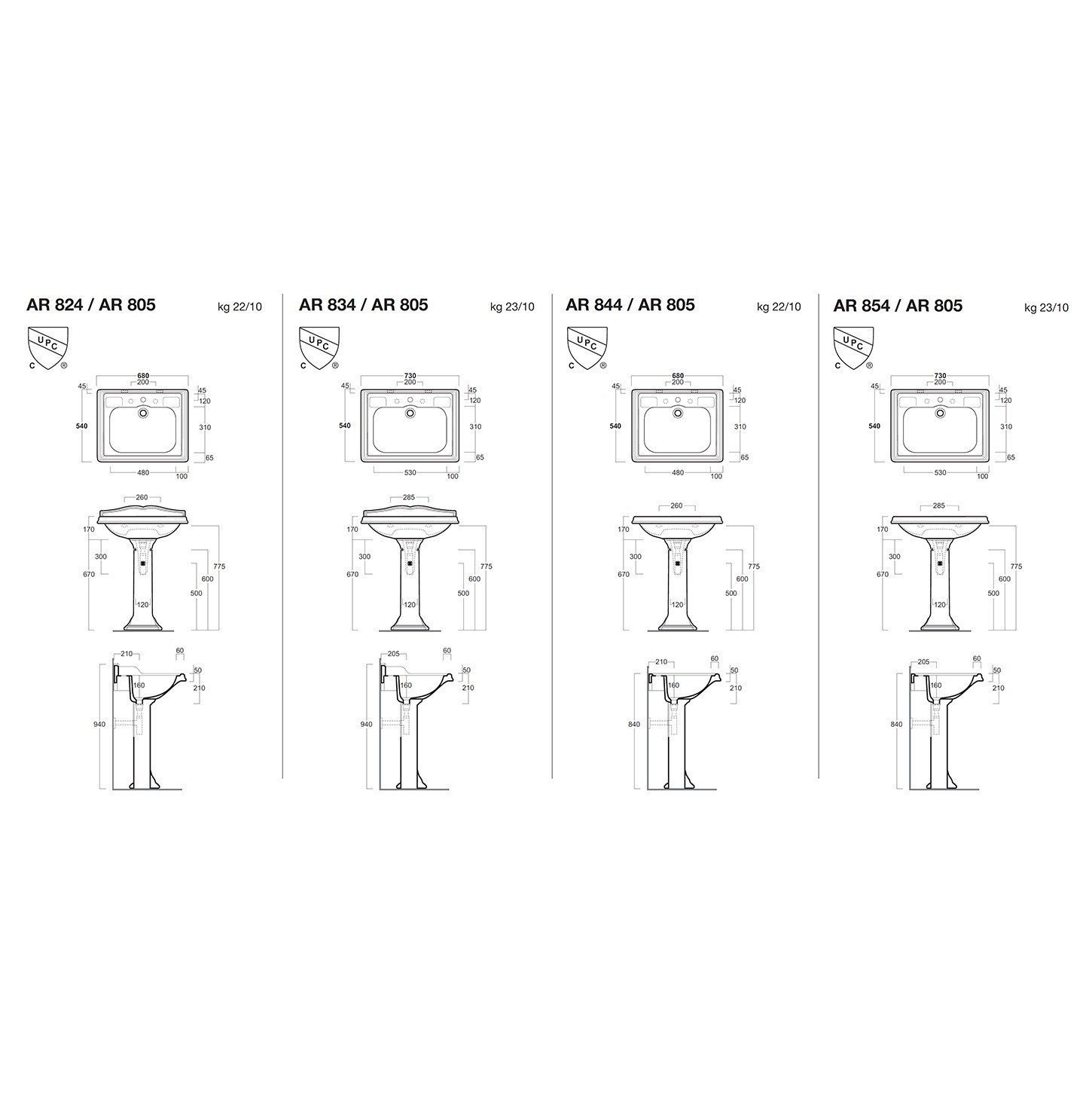 SIMAS Arcade AR805 - Пьедестал для раковины (белый глянцевый), купить в интернет-магазине ...