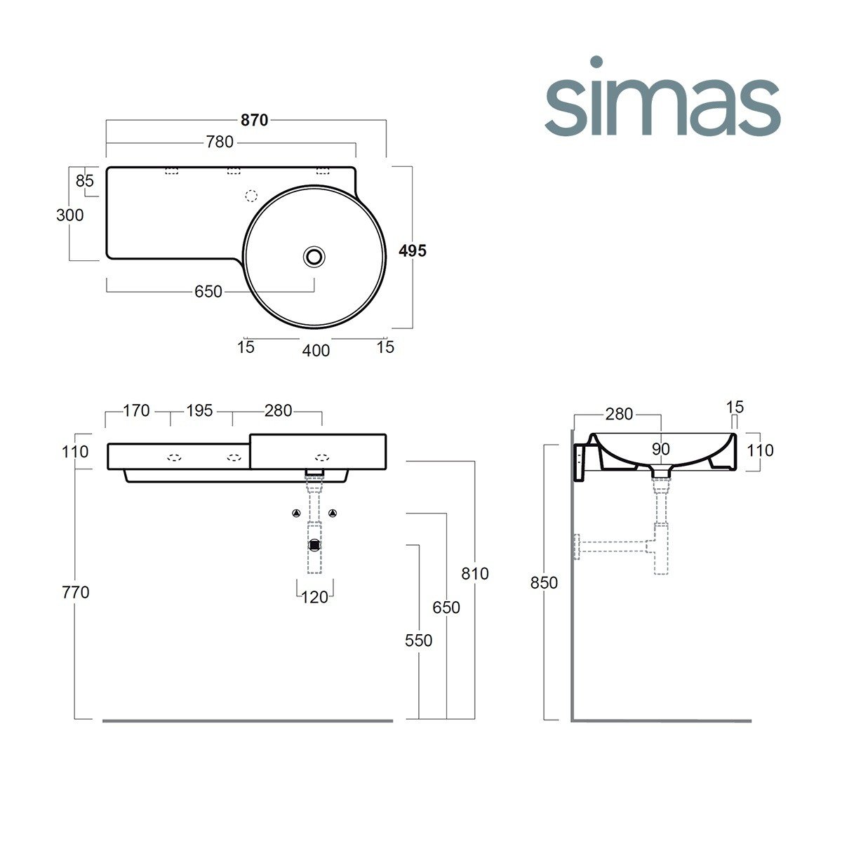 SIMAS Flow FL05BI*1 - Раковина для ванной комнаты 87*50 см | с ...