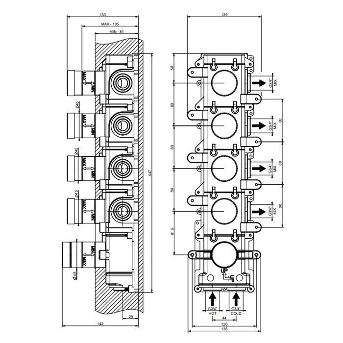 Gessi 09268 031 Внутренняя встраиваемая часть термостатического ...