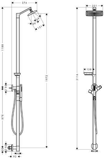 Hansgrohe Axor Urquiola 11901000 Душевая колонна с термостатом, в ...