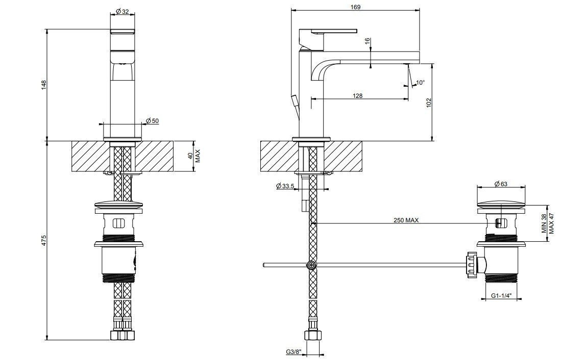 Gessi Emporio Via Manzoni 38601.031 Смеситель для раковины (хром ...