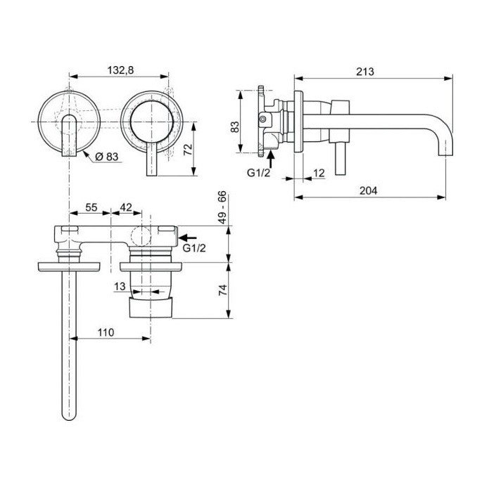 Ideal Standard CERAFINE A6938XG Настенный смеситель для раковины ...