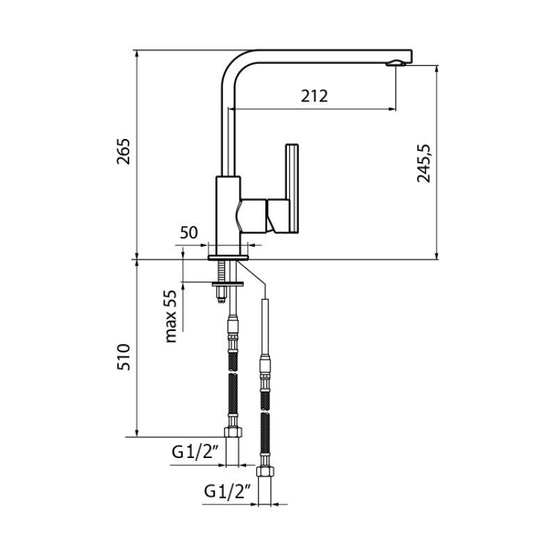 Webert Keo KE920302015 Высокий смеситель для кухни (хром), купить в магазине сантехники Сантехмаг.Ру