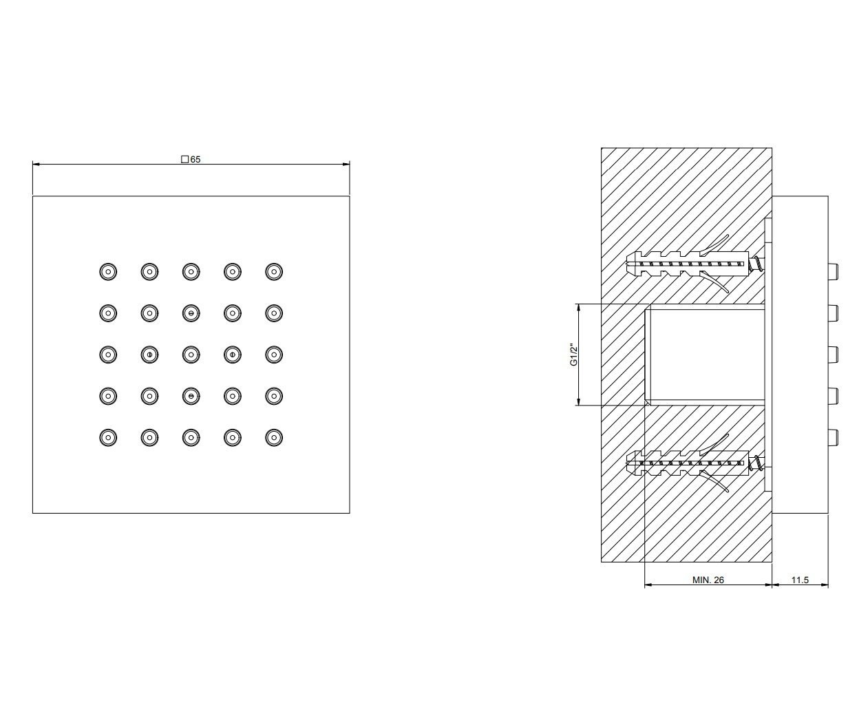 Gessi Rettangolo Wellness 32973.706 Душевая форсунка | Боковой душ ...
