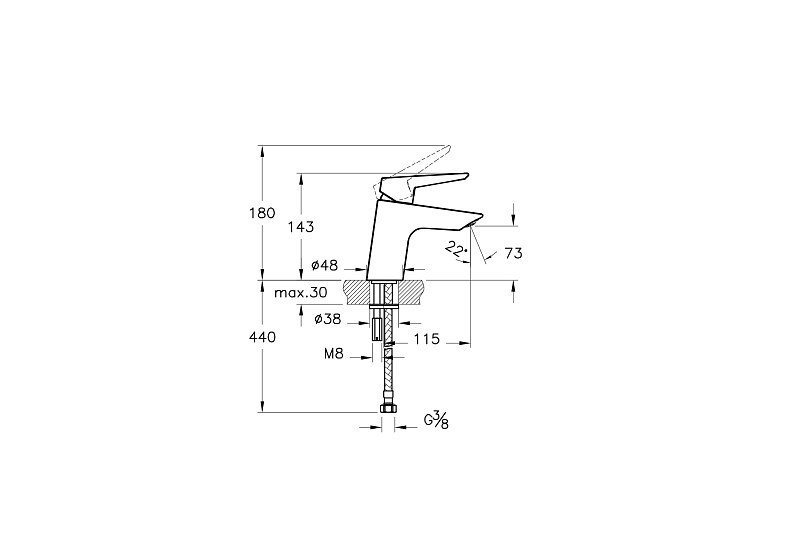 VITRA Solid-S A42440EXP Смеситель для раковины (хром), купить в магазине сантехники Сантехмаг.Ру