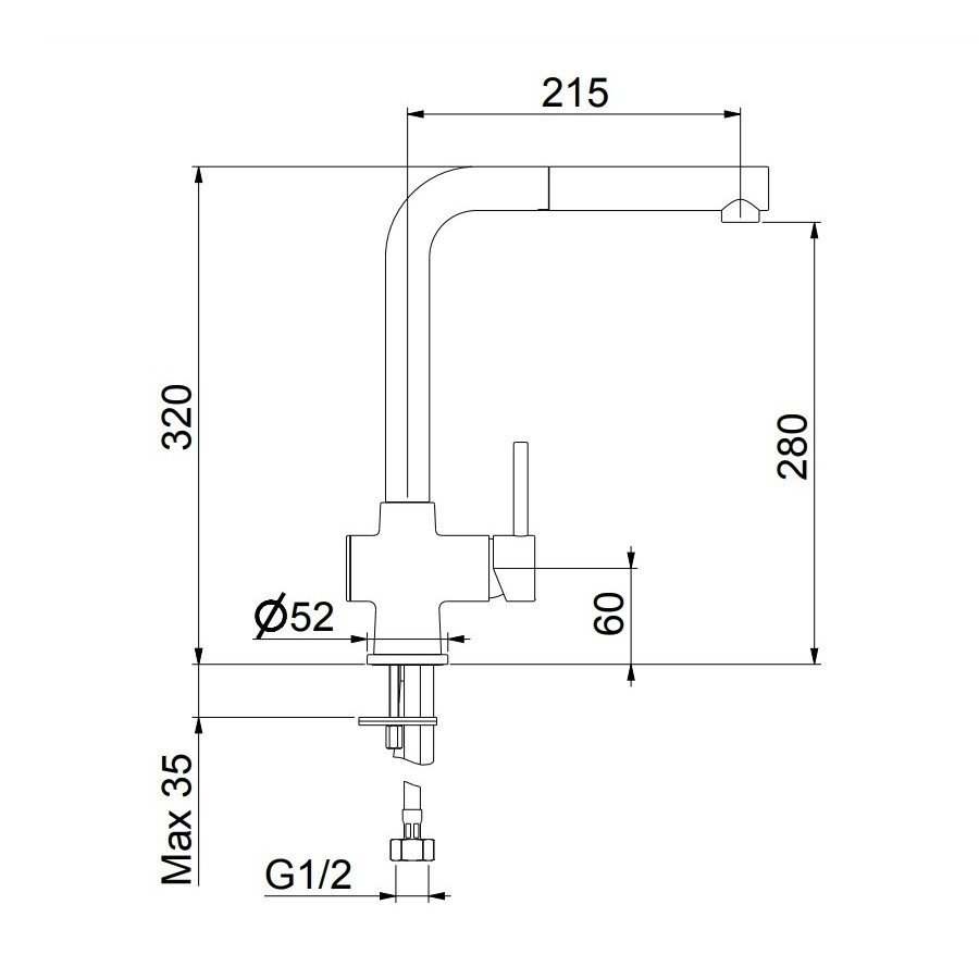 Webert Lisbona LS940302560 Высокий смеситель для кухни с вытяжным изливом (чёрный матовый ...