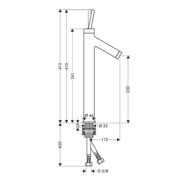 AXOR Starck 10129950 Высокий смеситель для раковины (шлифованная латунь ...