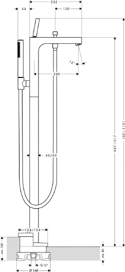 Hansgrohe Axor Citterio 39451000 Смеситель для ванны, напольный (хром ...