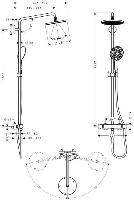 Душевая система 27116000 Hansgrohe Raindance Select 240 с термостатом ...
