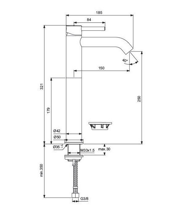 Ideal Standard CERALINE BC269AA Высокий смеситель для раковины (хром ...