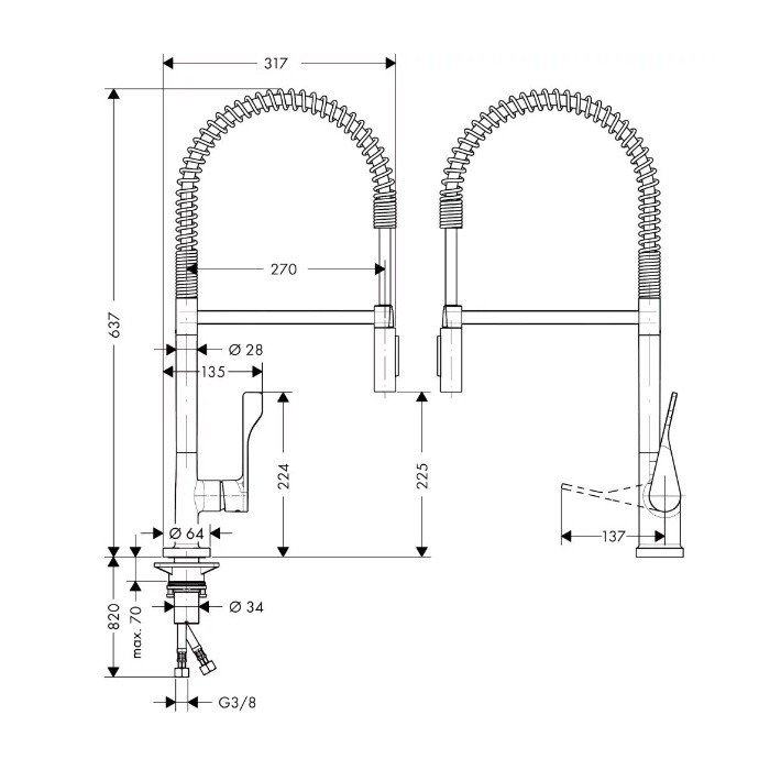 Hansgrohe Axor Citterio Semi Pro 39840340 Смеситель для кухни (чёрный ...