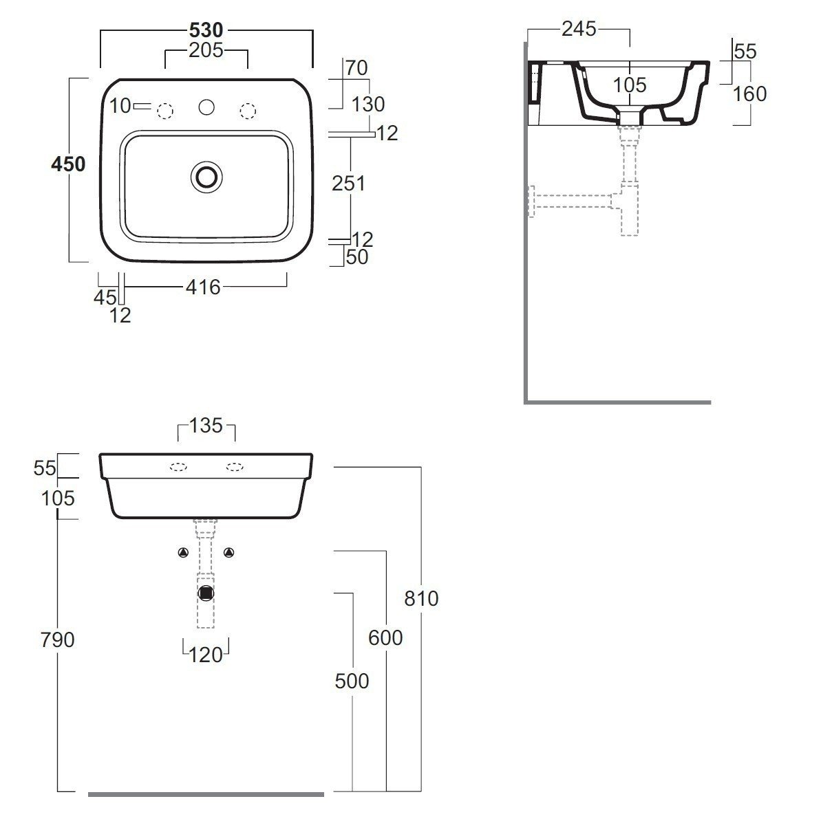 Simas Evolution EVO15bi Раковина подвесная 53см (белая), купить в магазине сантехники Сантехмаг.Ру