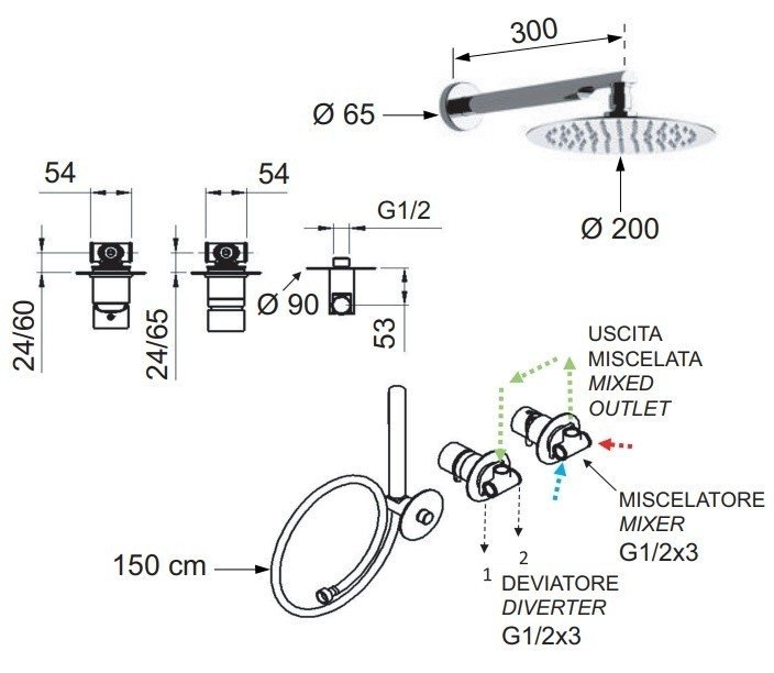 Remer X STYLE X96S02ONO Душевая система - комплект со смесителем ...