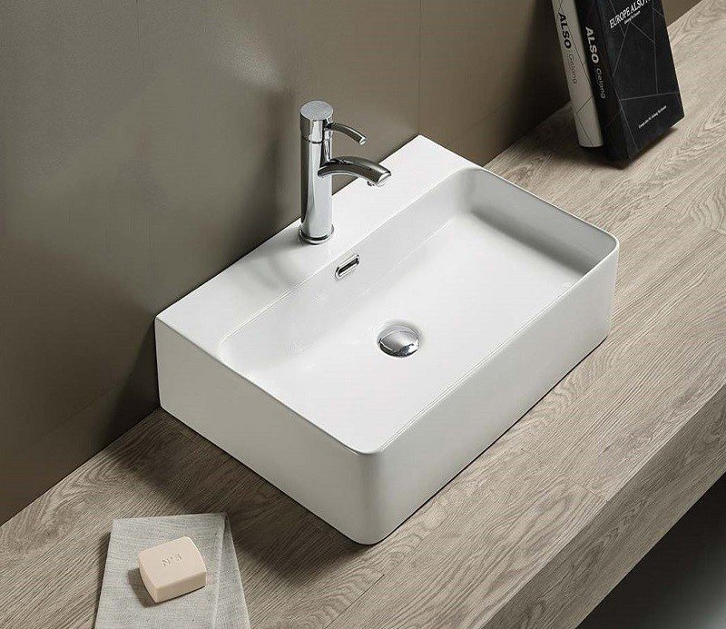 CeramaLux N D1338 Раковина накладная на столешницу 60*42 см (белый ...