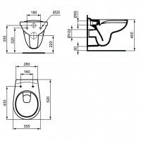 Ideal Standard Eurovit K881201 Подвесной унитаз безободковый с крышкой ...