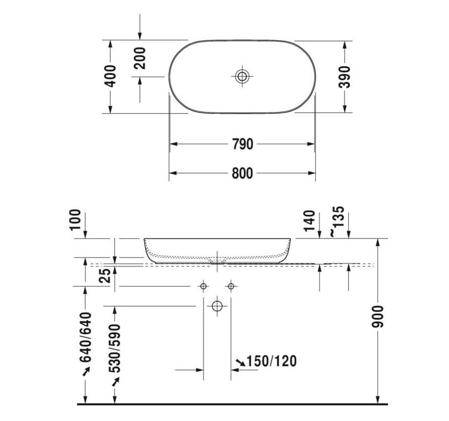Duravit Luv 0379800000 Раковина накладная 80 см, купить в магазине ...