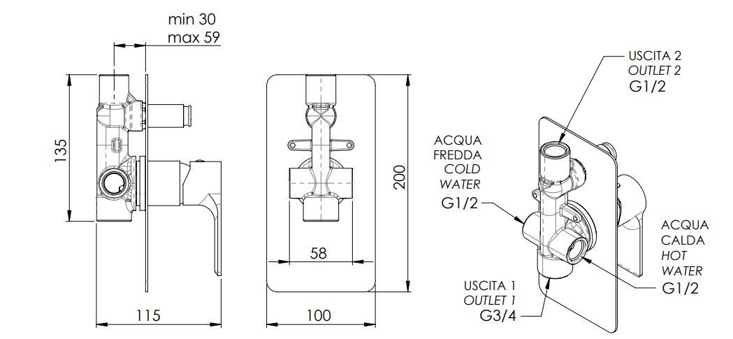 REMER Energy EY09L Смеситель для ванны (хром), купить в интернет ...
