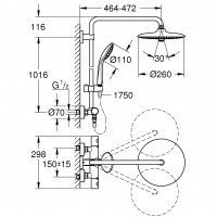 Grohe Euphoria System 260 27615001 Душевая система с термостатом (хром ...