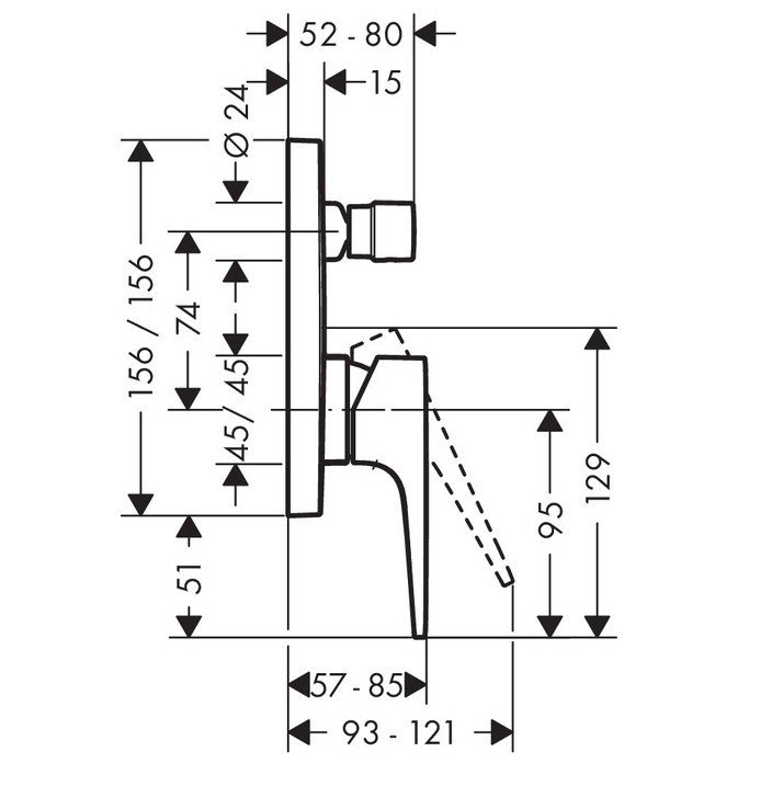 Смеситель для ванны 32545000 Hansgrohe Metropol (хром), купить в ...