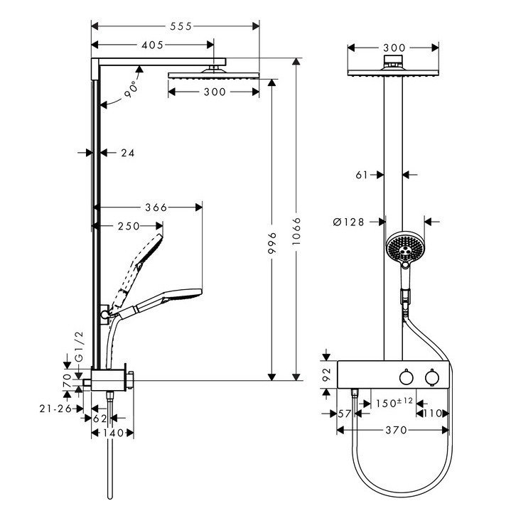 Душевая система с термостатом 27361000 Hansgrohe Raindance E 350 (хром ...