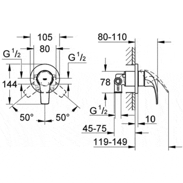 Гигиенический душ GROHE BAUCURVE 123072, купить в магазине сантехники ...