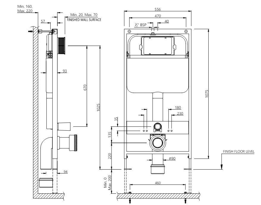 Jaquar JCS-WHT-2400FS Система инсталляции для подвесного унитаза ...
