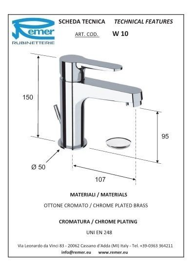 REMER Winner W10 Смеситель для раковины (хром), купить в магазине ...