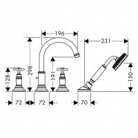 AXOR Montreux 16544340 Смеситель для ванны, монтаж на плиточный бортик ...