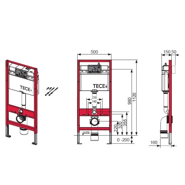 TECE Base 9400413 - Система инсталляции для подвесного унитаза | 4 в 1 ...