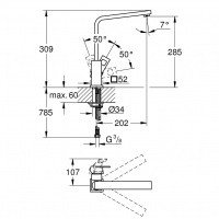 Grohe Eurocube 31255DC0 Высокий смеситель для кухни (суперсталь), в ...
