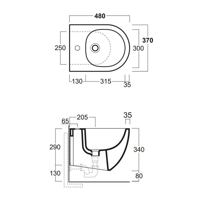 SIMAS Vignoni VI29/F85 bi1 Биде подвесное, укороченное (белый), купить ...