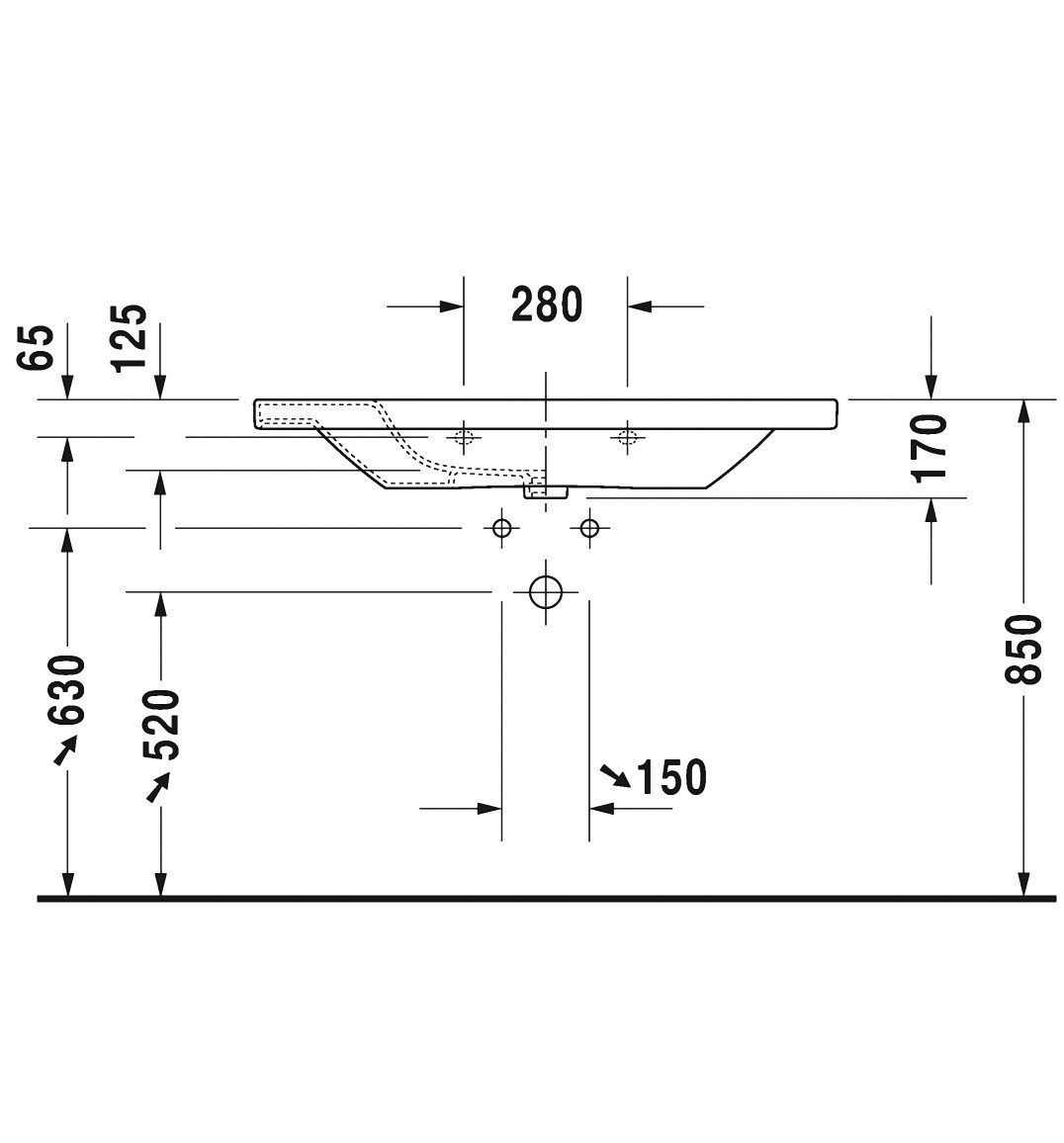 Duravit DuraStyle 232010 00 30 Раковина подвесная 100 см (белый), в ...