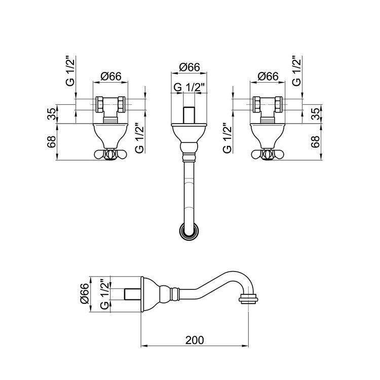 Webert Ottocento OT750404065 Настенный смеситель для раковины (бронза), купить в магазине ...